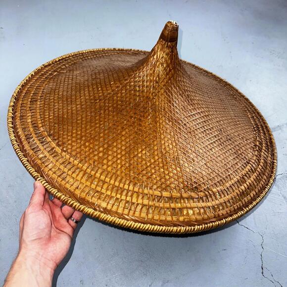 Other | Vintage Asian Conical Rattan Leaf Rickshaw Coolie Hat Cantonese ...